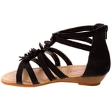 Girl's Flower Zipper Back Wedge Sandal - Walmart.com