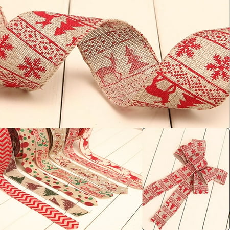 5 PCS Wired Burlap Christmas Bow Ribbon Holiday Party Ribbon ...