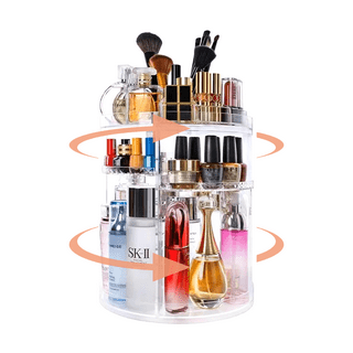 7Penn Bamboo Bathroom Cosmetic Organizer Tower - 11in Rotating Makeup ...