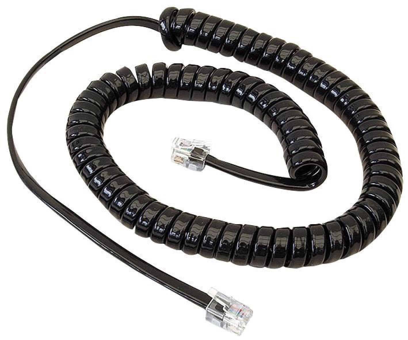 PRO SIGNAL - Black RJ10 Plug to Plug Coiled Telephone Handset Cable - 1 ...