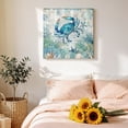 Blue Teal Crab Coastal Canvas Wall Art for Living Room, Summer Beach ...