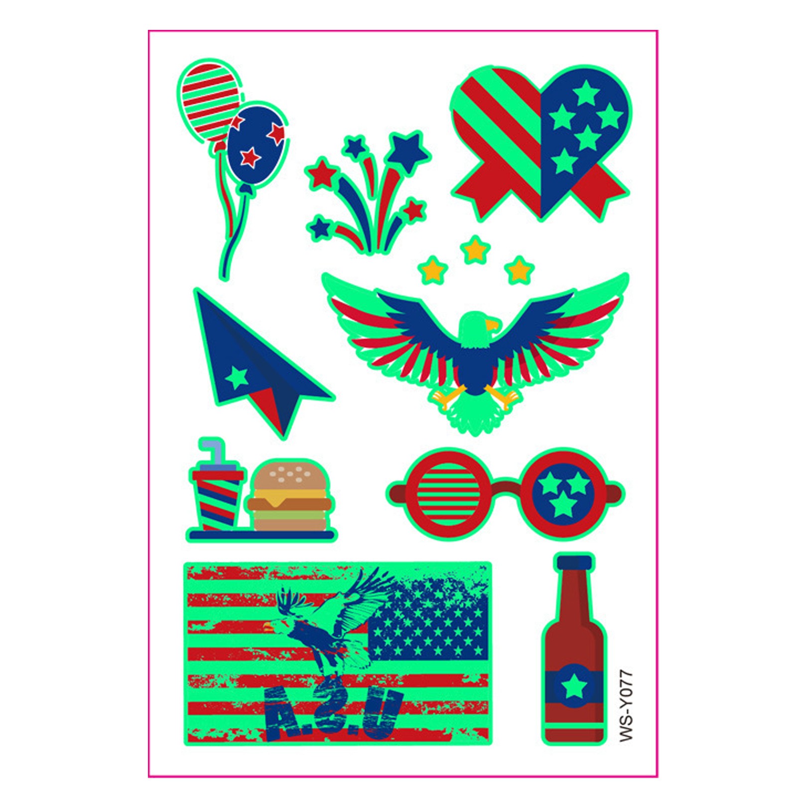 Stickers Luminous Independence Day Stickers Decoration Stickers ...