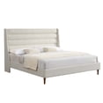 King Size Bed Frame with High Wave-Shaped Headboard, Premium Chenille ...