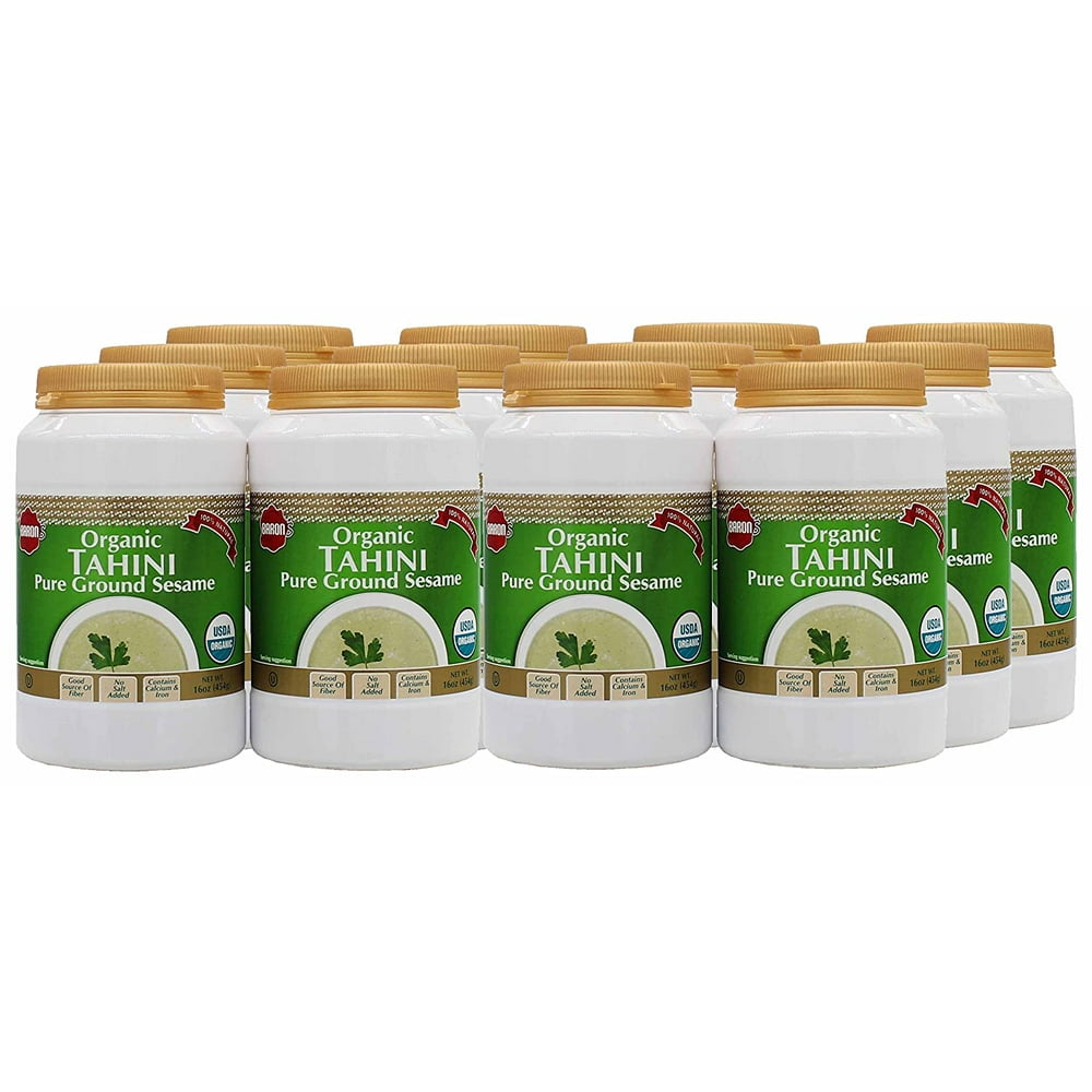 Baron's Organic Pure Tahini Sesame Paste 16oz Jars (12 Pack) Kosher ...
