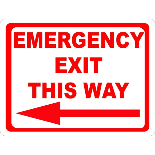 Emergency Exit This Way w/ Right or Left Arrow Sign - Walmart.com