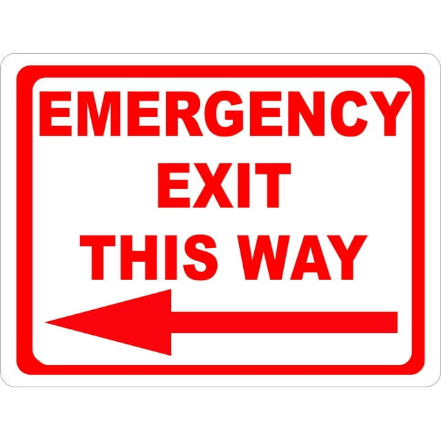 Emergency Exit This Way w/ Right or Left Arrow Sign - Walmart.com