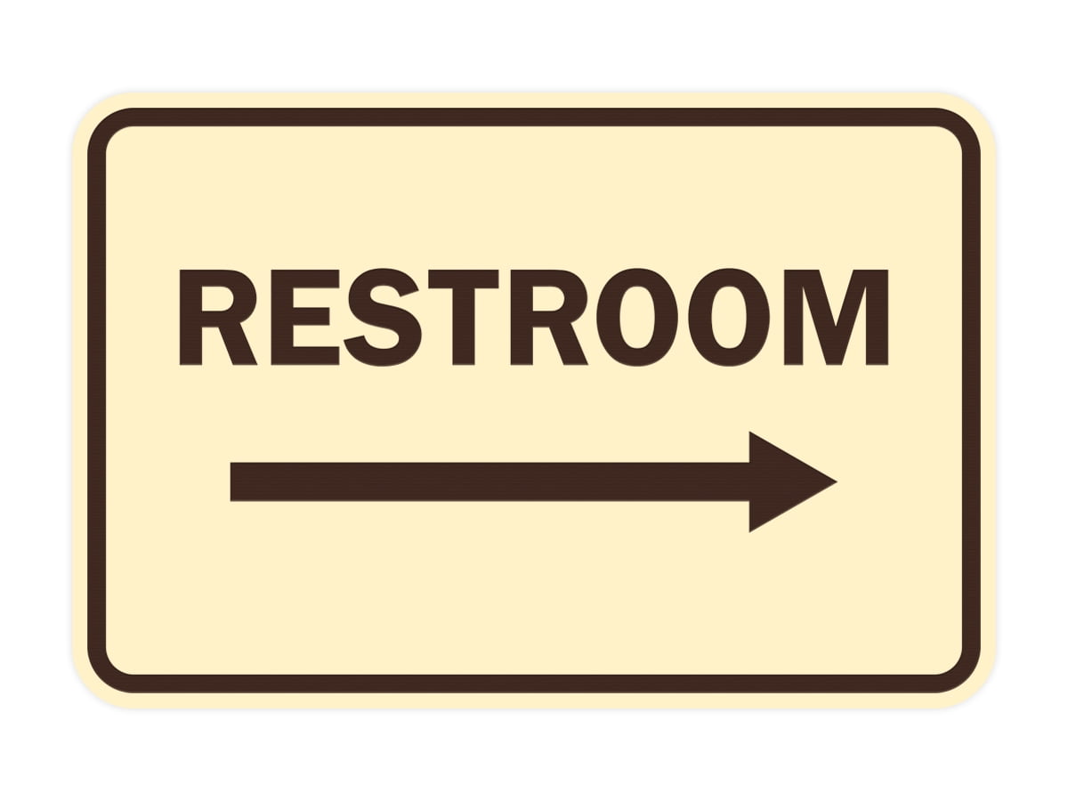 Classic Framed Restroom Directional Right Arrow (Ivory/Dark Brown ...