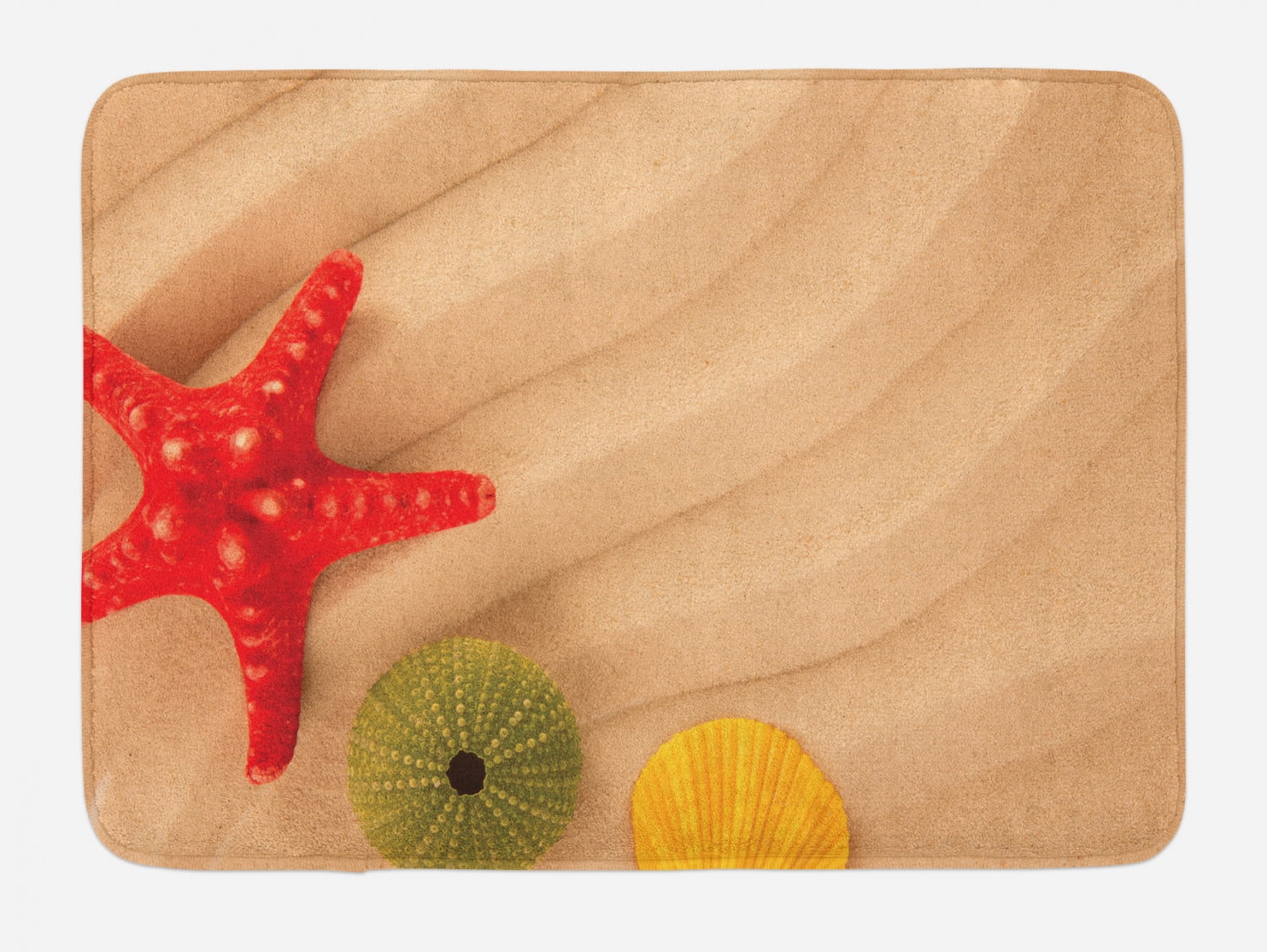 Seashells Bath Mat, Sea Shells on Beach Caribbean Exotic Coastline ...
