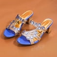 Blue Summer Ladies Plus Size Flower Decoration Sandals Hollowed Out One ...