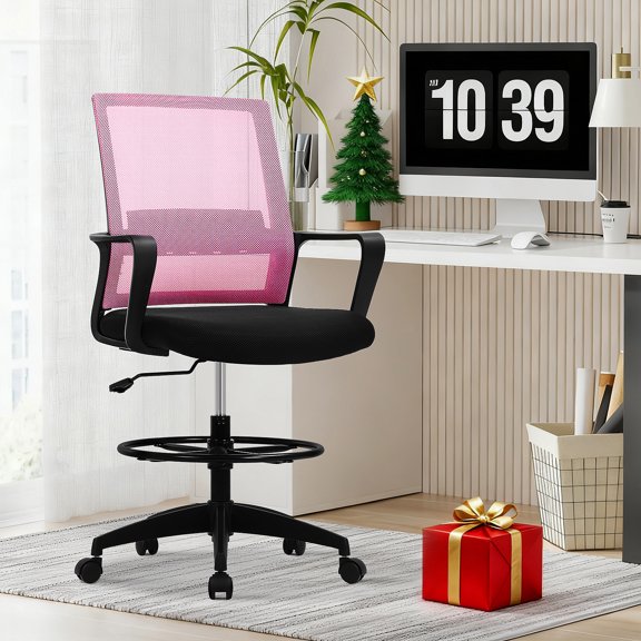 NOUHAUS ErgoDraft Chair: Adjustable, Ergonomic Drafting, Mesh, Footrest ...