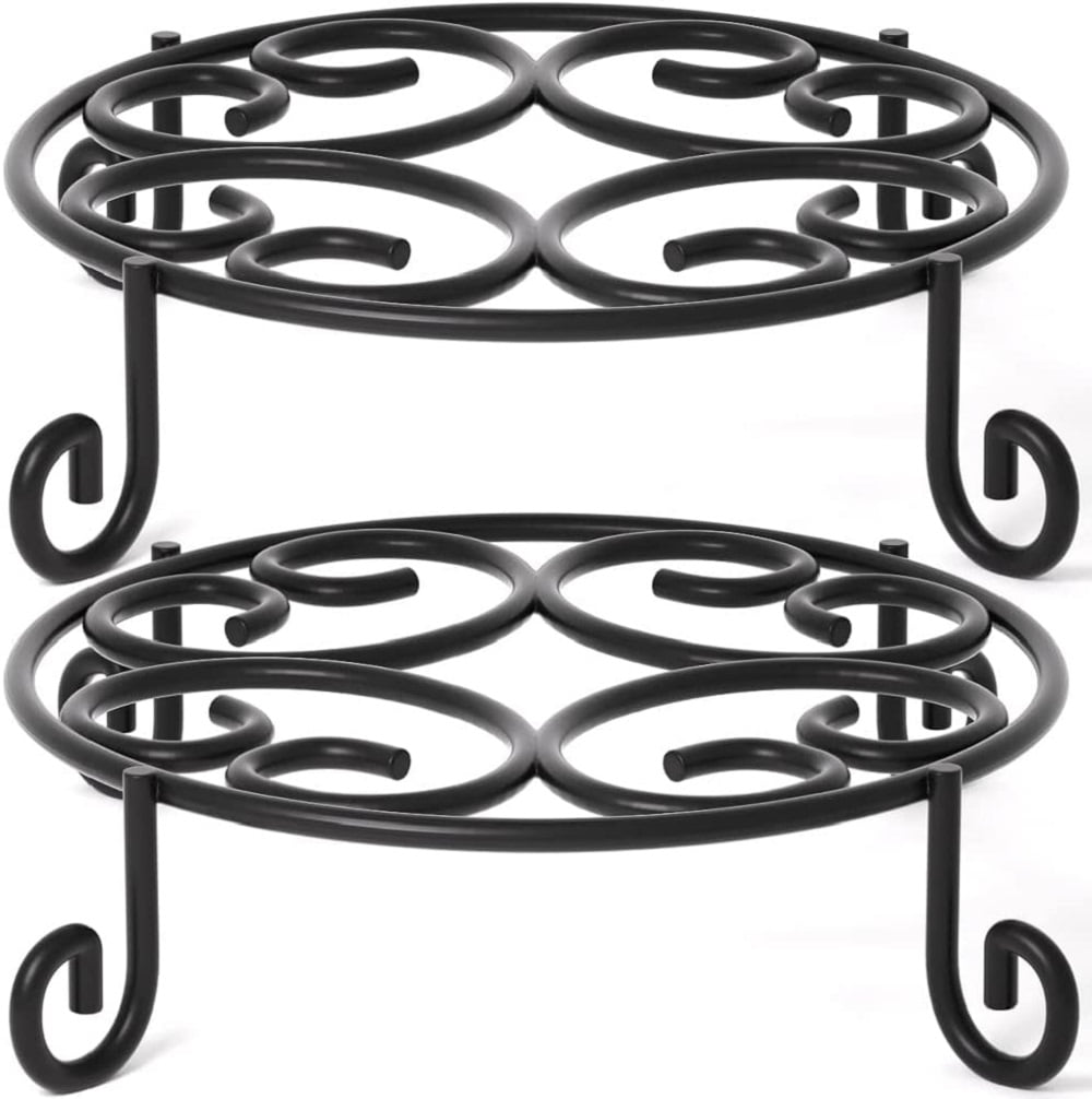 Amagabeli 2 Pack 10 inch Plant Potted Stands Metal Wrought Iron ...