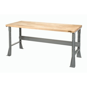 72"W x 36"D Adjustable Height Workbench, 1-3/4" Thick Maple Top Square ...