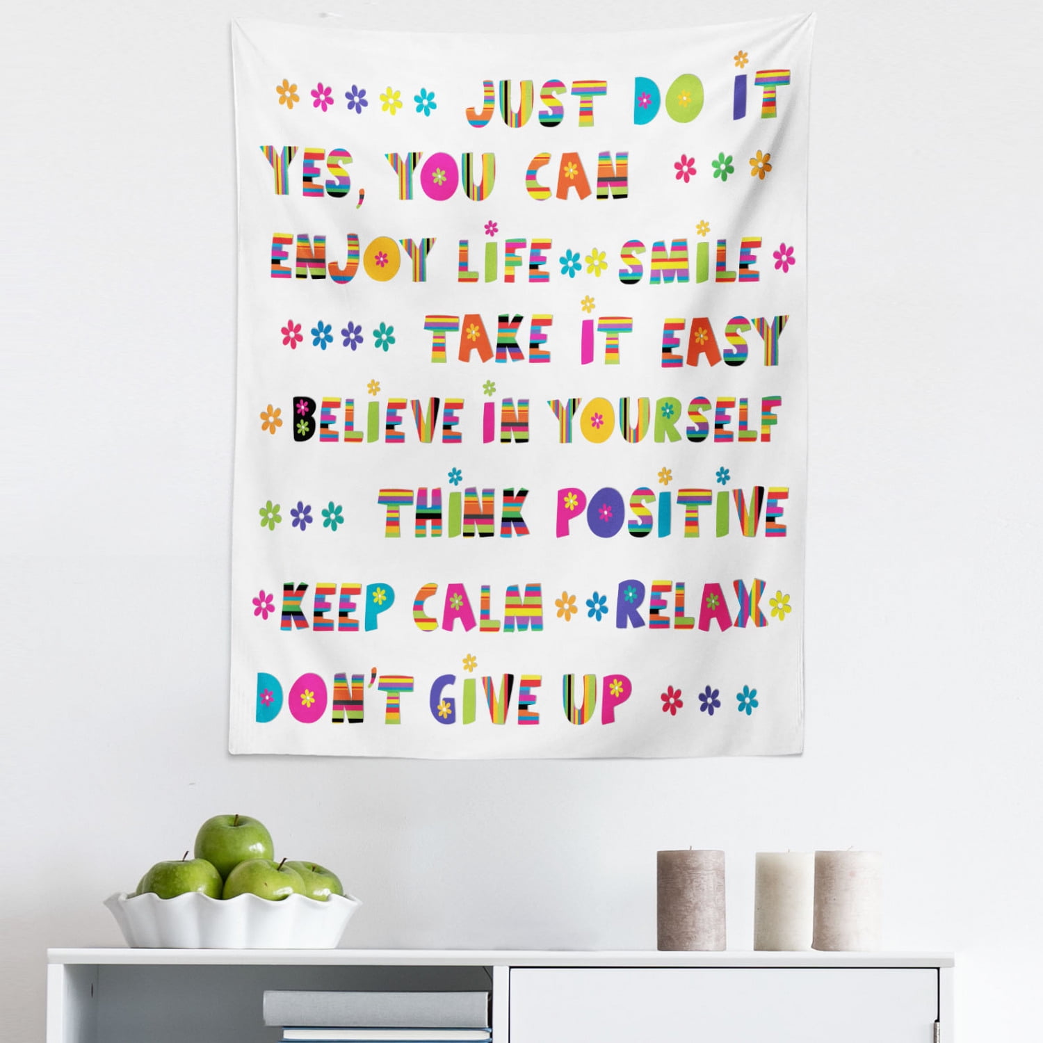 Colorful Tapestry, Slogans with Cheerful Funny Typography Design with ...