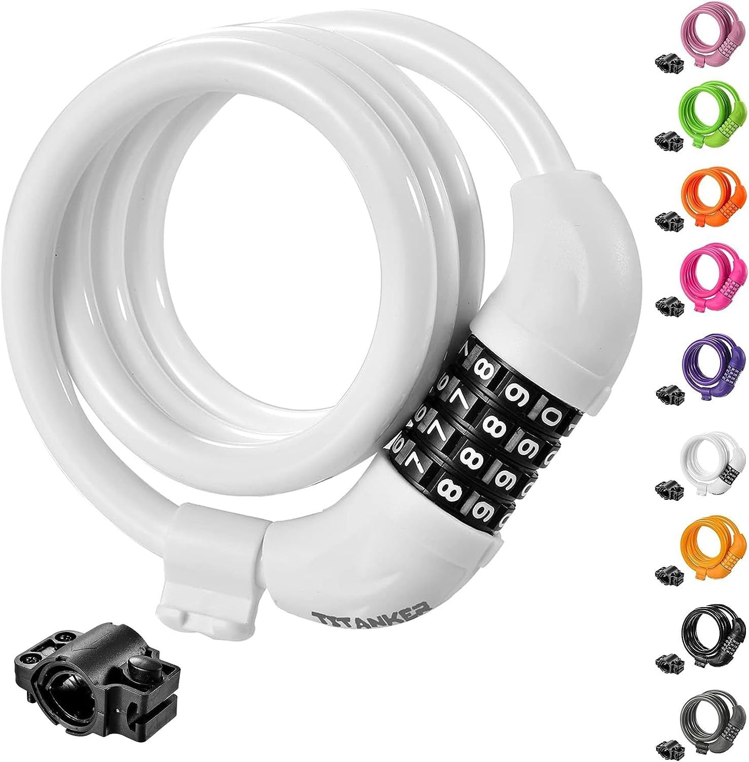 Candado de combinación blanco, candado de alambre de acero, candado de combinación de cuatro ...