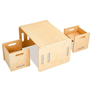 Costway Modern 3 Piece Toddler Reading Wooden Table & Chair Set for ...