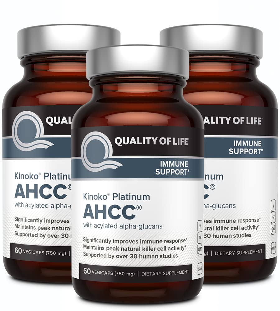Suplemento Quality of Life AHCC Kinoko Platinum 750 mg 60 unidades ...