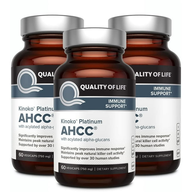 Suplemento Quality of Life AHCC Kinoko Platinum 750 mg 60 unidades ...