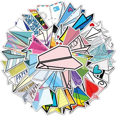50 Pack Paper Plane Stickers Water Bottles Laptop Car Phone Guitar ...