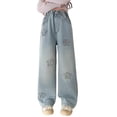 Toddler Pants Girls Baggy Wide Leg Elastic Waist Cargo Jeans ...