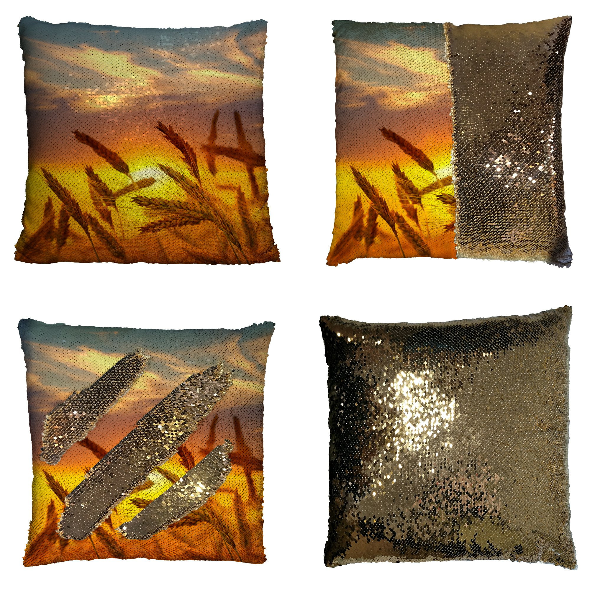 GCKG Golden Wheat Field Harvest at Sunset Reversible Mermaid Sequin ...