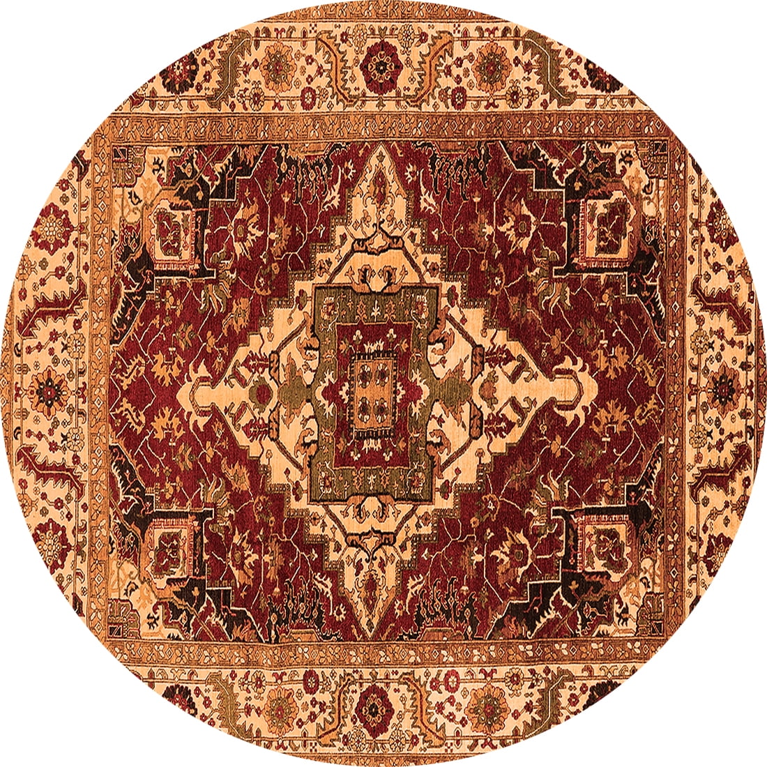 Ahgly Company Indoor Round Oriental Orange Industrial Area Rugs, 8 ...