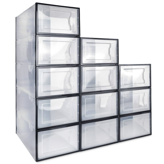 12 Pack X Large Shoe Storage Organizer for Closet, Modular Space Saving ...