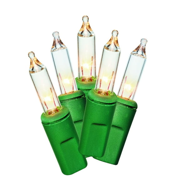 Holiday Time 100-Count Clear Incandescent Mini Christmas Lights, Green ...
