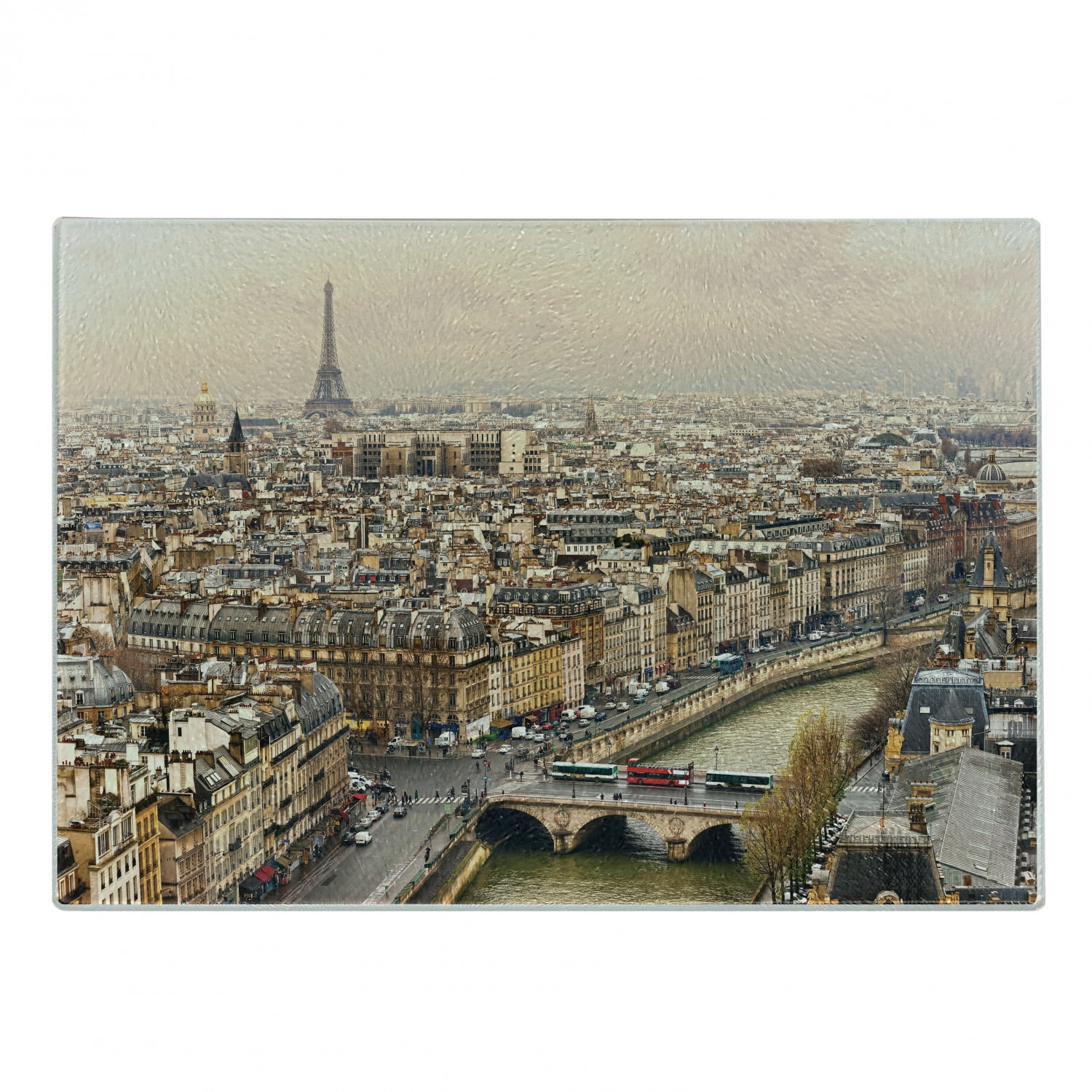 Eiffel Tower Cutting Board, Paris Streets Busy Day Buildings Bridge ...