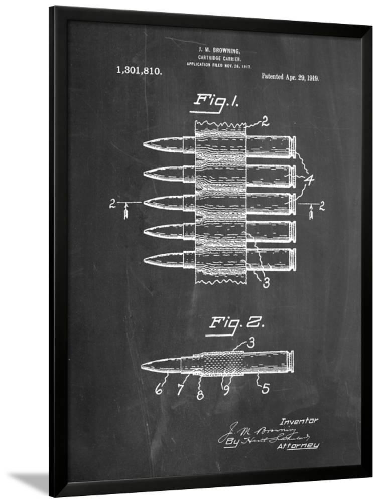 Machine Gun Bullet Carrier Belt Patent, Framed Art Print Wall Art by ...