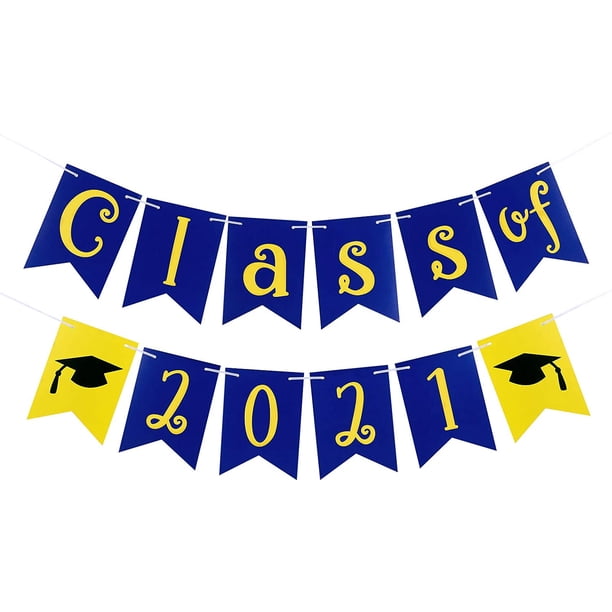 Blue and Yellow Graduation Decorations 2021- Class of 2021 Banner Blue ...
