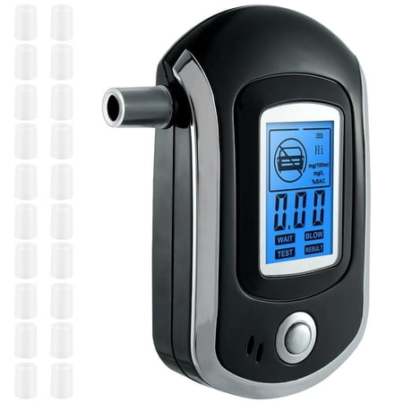 POINTERTECK Portable Battery Powered LCD Alcohol Breathalyzer with 20 ...