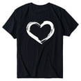 Testy Womens Plus Size Short Sleeves O Neck Heart Print Casual Top Blouse T Shirt Clearance