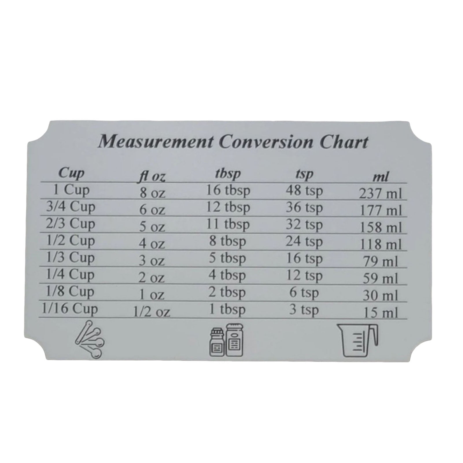 Primegos Kitchen Conversion Chart Wooden Cooking Baking Measurement ...