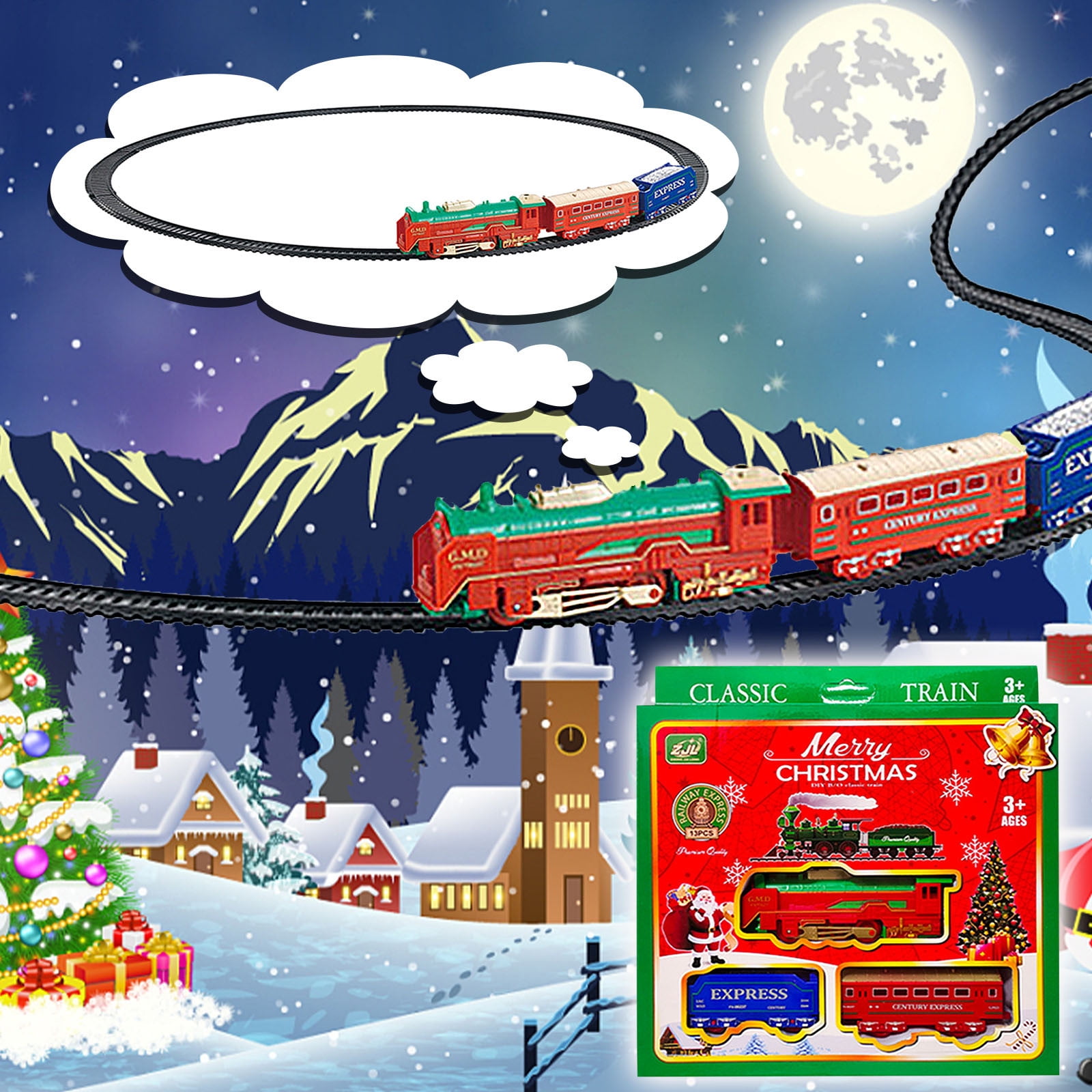 Juego de trenes de juguete Wmkox8yii Navidad con pilas para niños ...