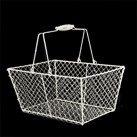Stella Rectangular Wire Mesh Shopping Basket - White 12in - Walmart.com