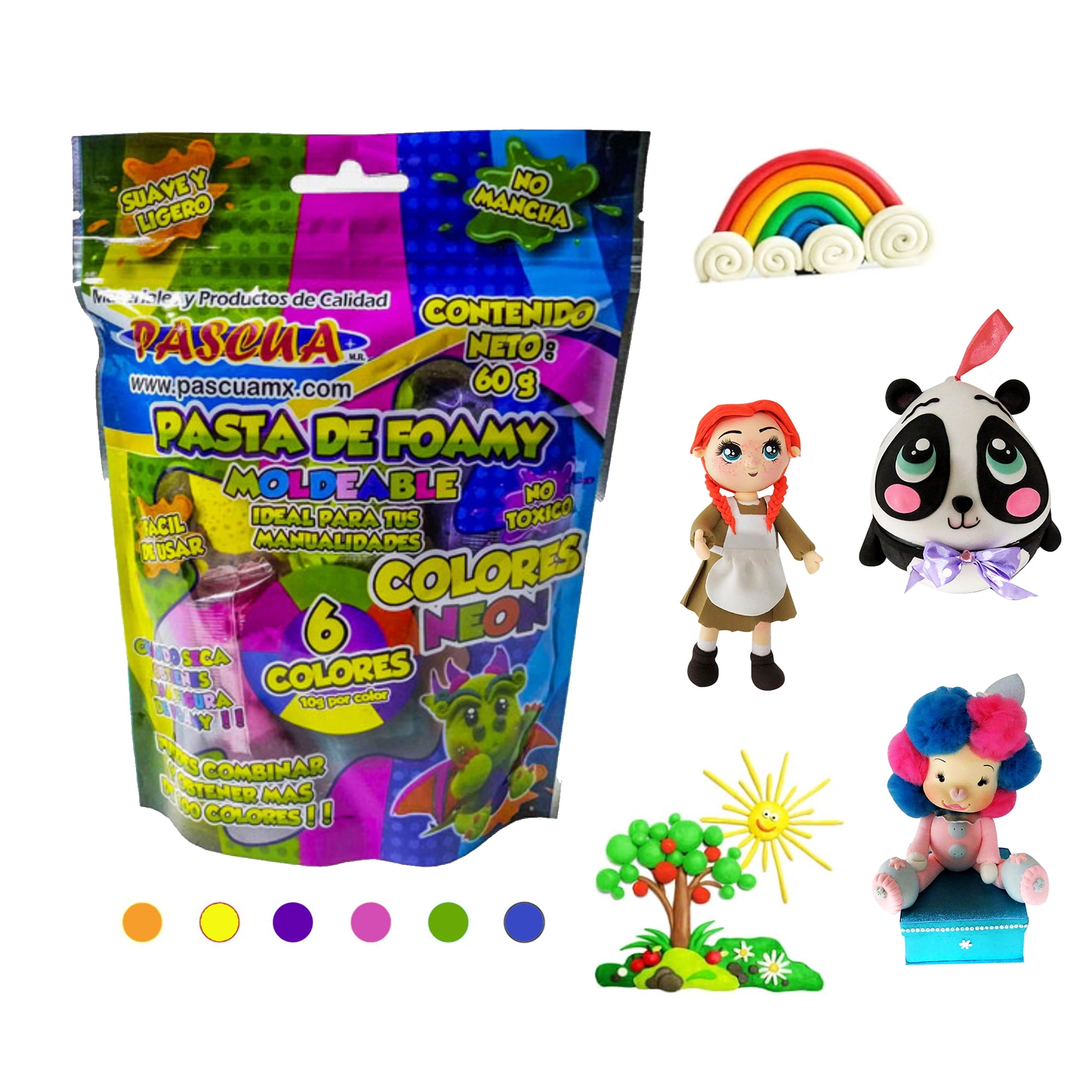 PASTA FOAMY MOLDEABLE PASCUA PAQUETE CON 6 COLORES- NEON | Walmart en línea