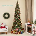 Costway 9 FT Skinny Pre-Lit Christmas Tree, Foldable, Hinged with 500 ...