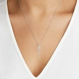 Yafe 18K White Gold Plated Wavy Cross with Cubic Zirconia Necklace ...