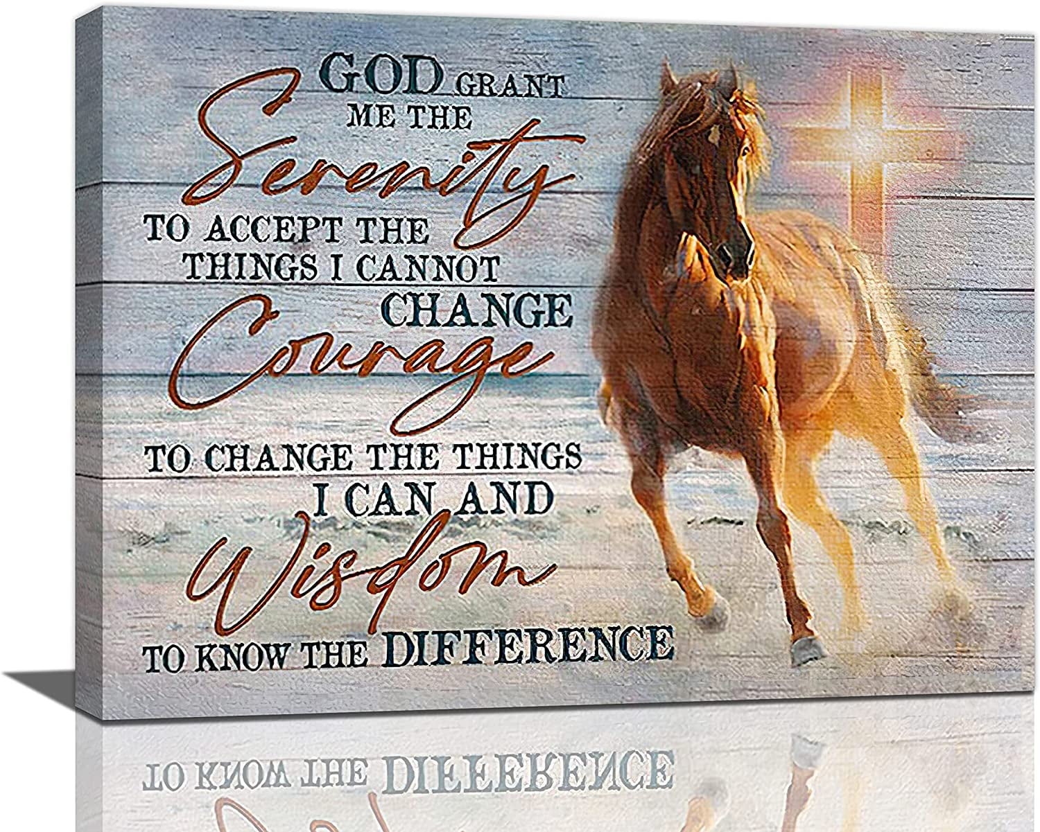 Horse Wall Art Serenity Prayer Canvas Wall Decor Christian Horse Cross ...