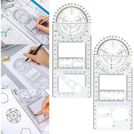 2 Pcs Multifunctional Geometric Ruler, Mathematics Drawing Ruler ...