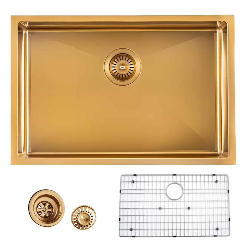 HIGOLD 27 inch Single Bowl Undermount Kitchen Sink,Stainless Steel PVD ...