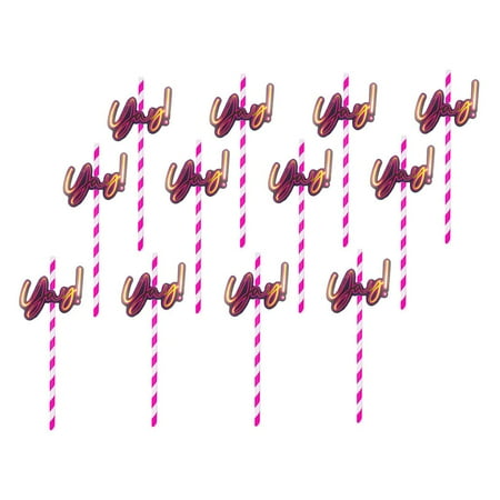 Pack of 12 Stripe Paper Straws Biodegradable Drinking Jar Cup Straw for ...