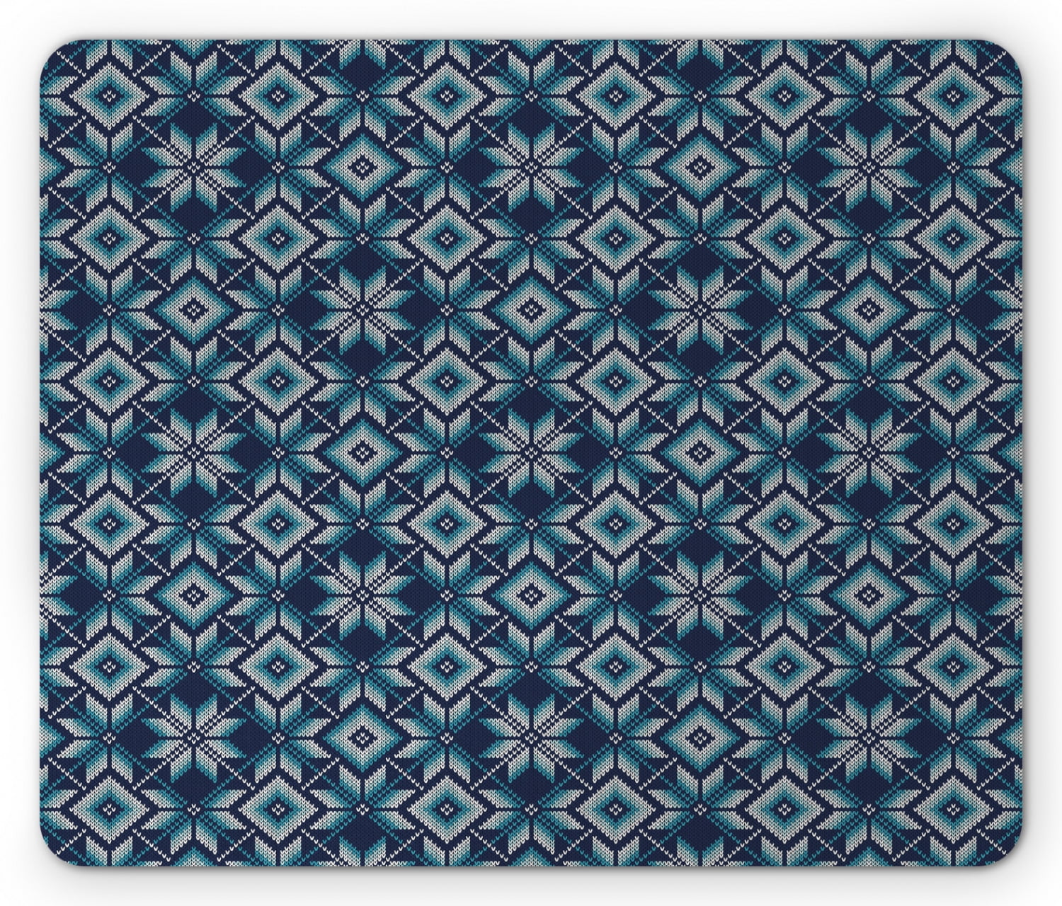 Blue and White Mouse Pad, Winter Holiday Fair Isle Pattern Illustration ...