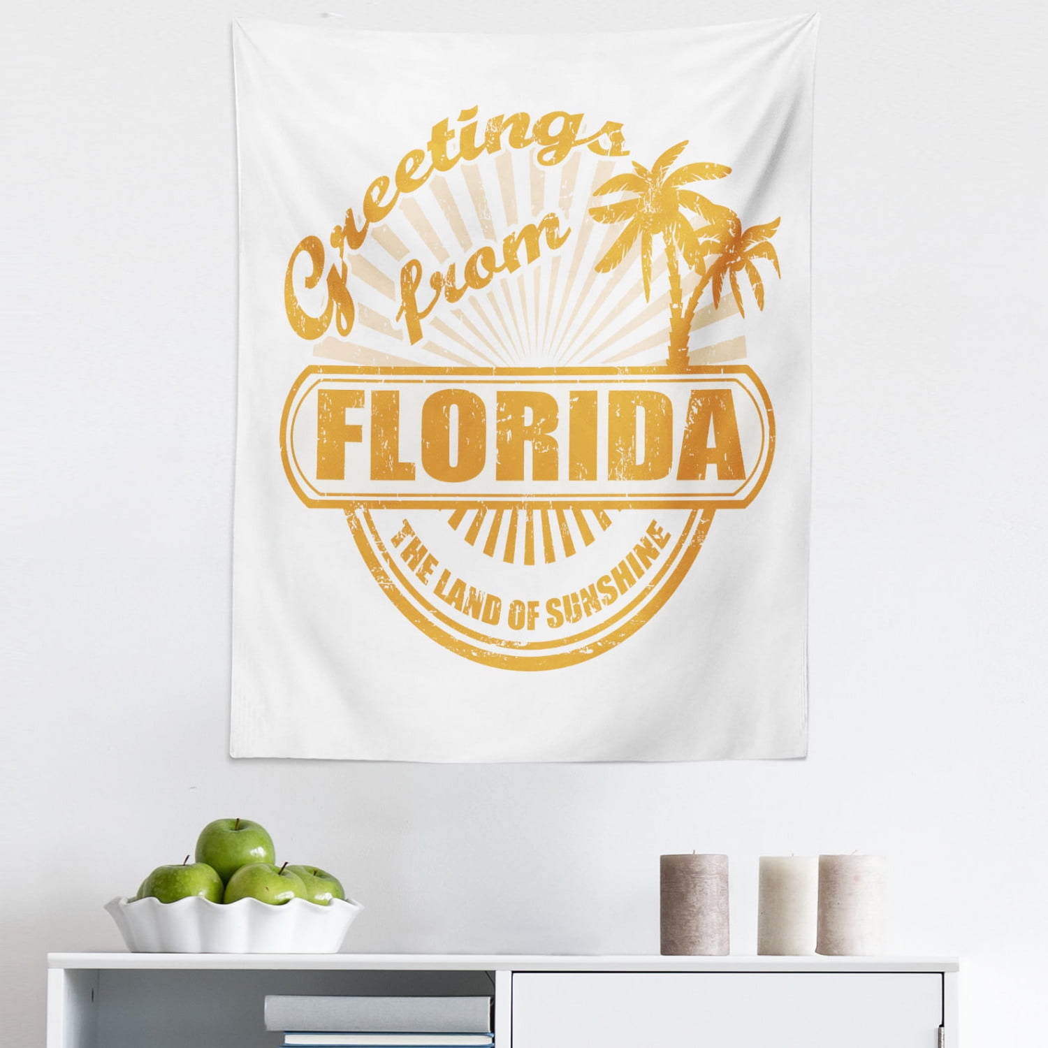 Florida Tapestry, Old Style Rubber Stamp Design with Weathered Look the ...