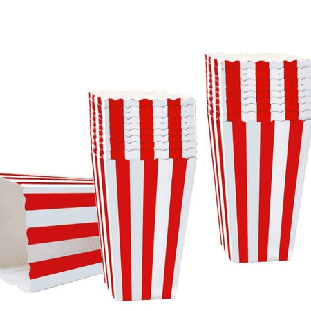 Roofei Popcorn Box Cardboard Red and White Striped Popcorn Boxes ...