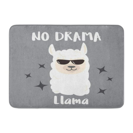 POGLIP Alpaca Cute Cartoon Llama No Drama Motivational Quote Doormat ...