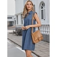 DARING DIVA Women's Denim Dress V Neck Cap Sleeve Loose Tunic Jean ...