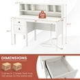 "Costway 48"" White Wooden Office Computer Desk with Power Outlets, 5 ...