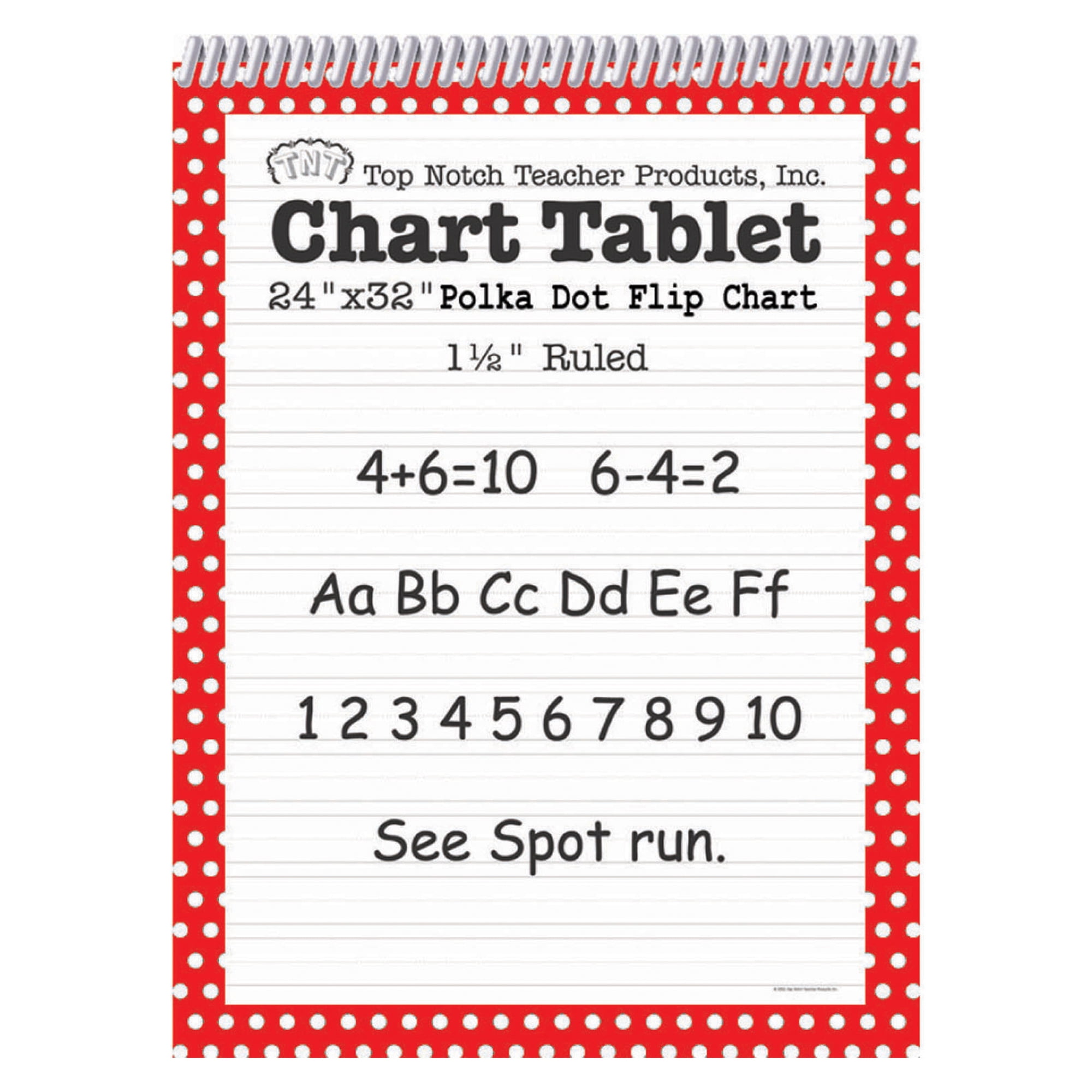 Chart Tablet, 24" x 32" Red Polka Dot Flip Chart, 1.5" Ruled, Pack of 2 ...