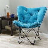 Mainstays Folding Butterfly Chair Blue Faux Fur Portable Collapsible ...